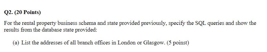 Solved You are given the following relational database | Chegg.com