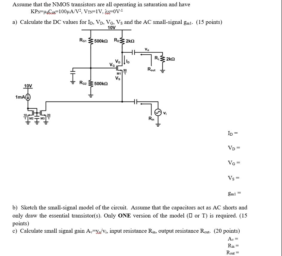 Solved Assume that the NMOS transistors are all operating in | Chegg.com
