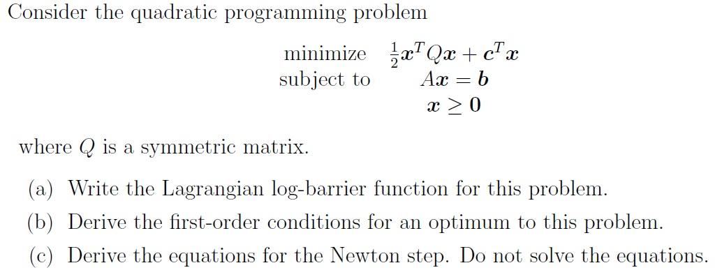 Solved Consider The Quadratic Programming Problem Minimize
