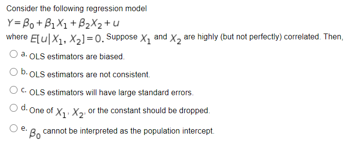 Solved Consider the following regression model Y = Bo+B1X1 + | Chegg.com