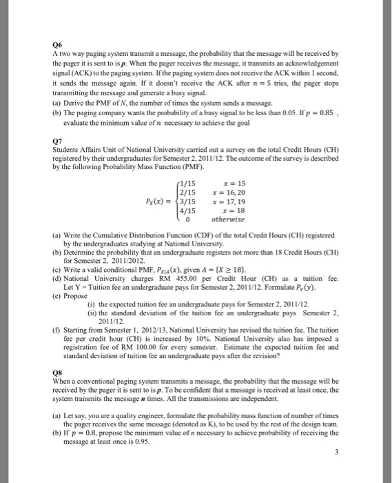Solved Q6 A two way paging system transmit a message, the | Chegg.com