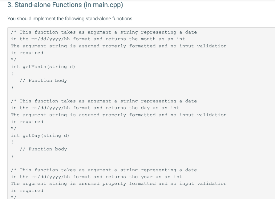 Solved 2. Driver for the Date class (in main function) For | Chegg.com