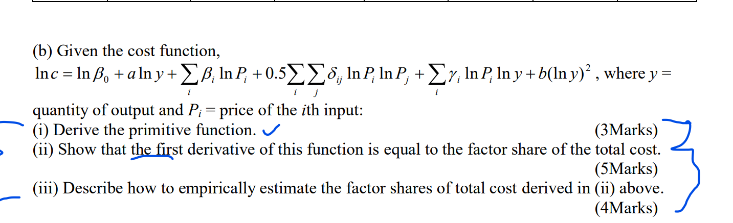 Solved (b) Given the cost function, | Chegg.com