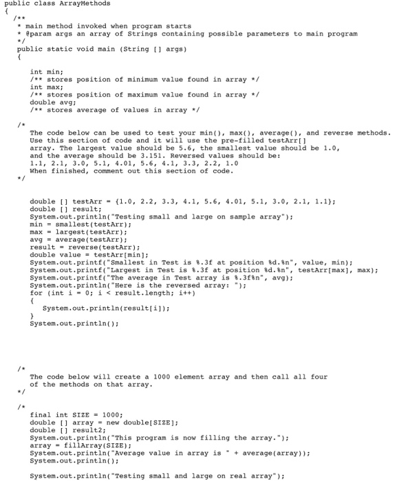 Solved Problem: 1-D arrays and passing arrays to methods For | Chegg.com