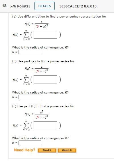 Solved 18. [-16 Points) DETAILS SESSCALCET2 8.6.013. 1 (a) | Chegg.com Solved 18. [-16 Points) DETAILS SESSCALCET2 8.6.013. 1 (a) | Chegg.com