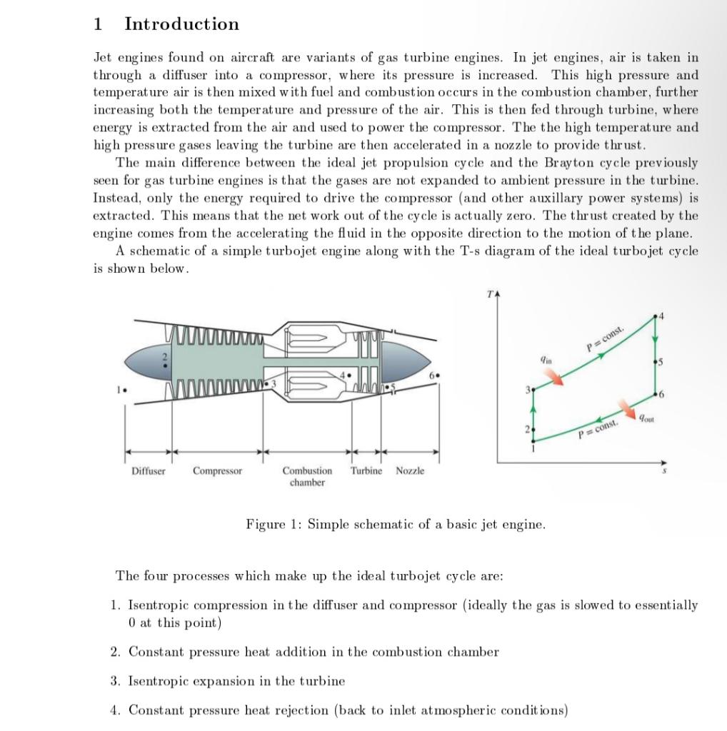 Solved 1 Introduction Jet engines found on aircraft are | Chegg.com