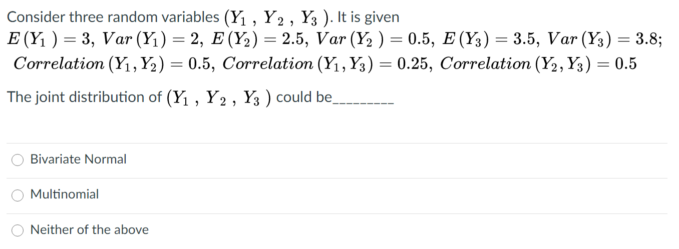 Solved Consider three random variables (Y1 , Y2 , Y3 ). It | Chegg.com
