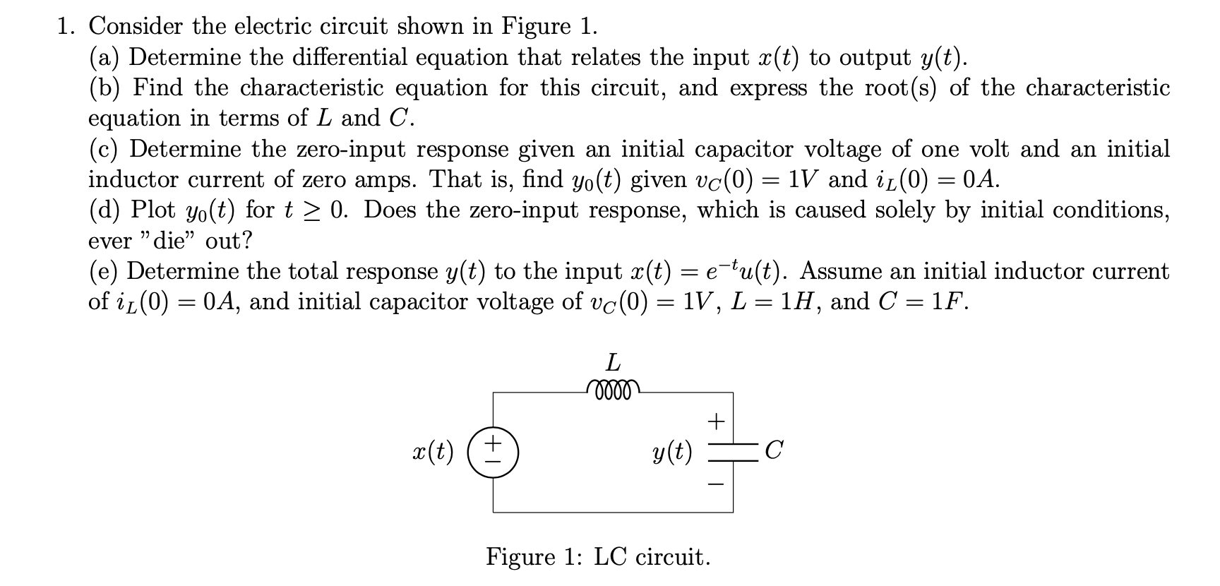 Solved 1. Consider the electric circuit shown in Figure 1. | Chegg.com
