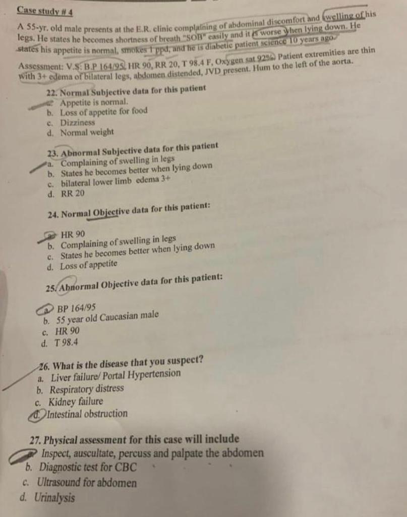 Solved Assessment: V.S: B.P.164/95 HR 90, RR 20, T 98.4 F, | Chegg.com