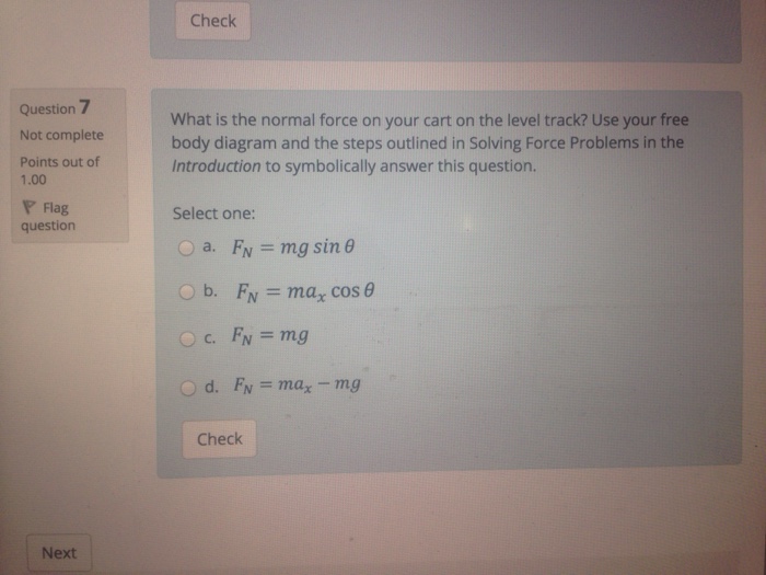 Solved What is the normal force on your cart on the level | Chegg.com