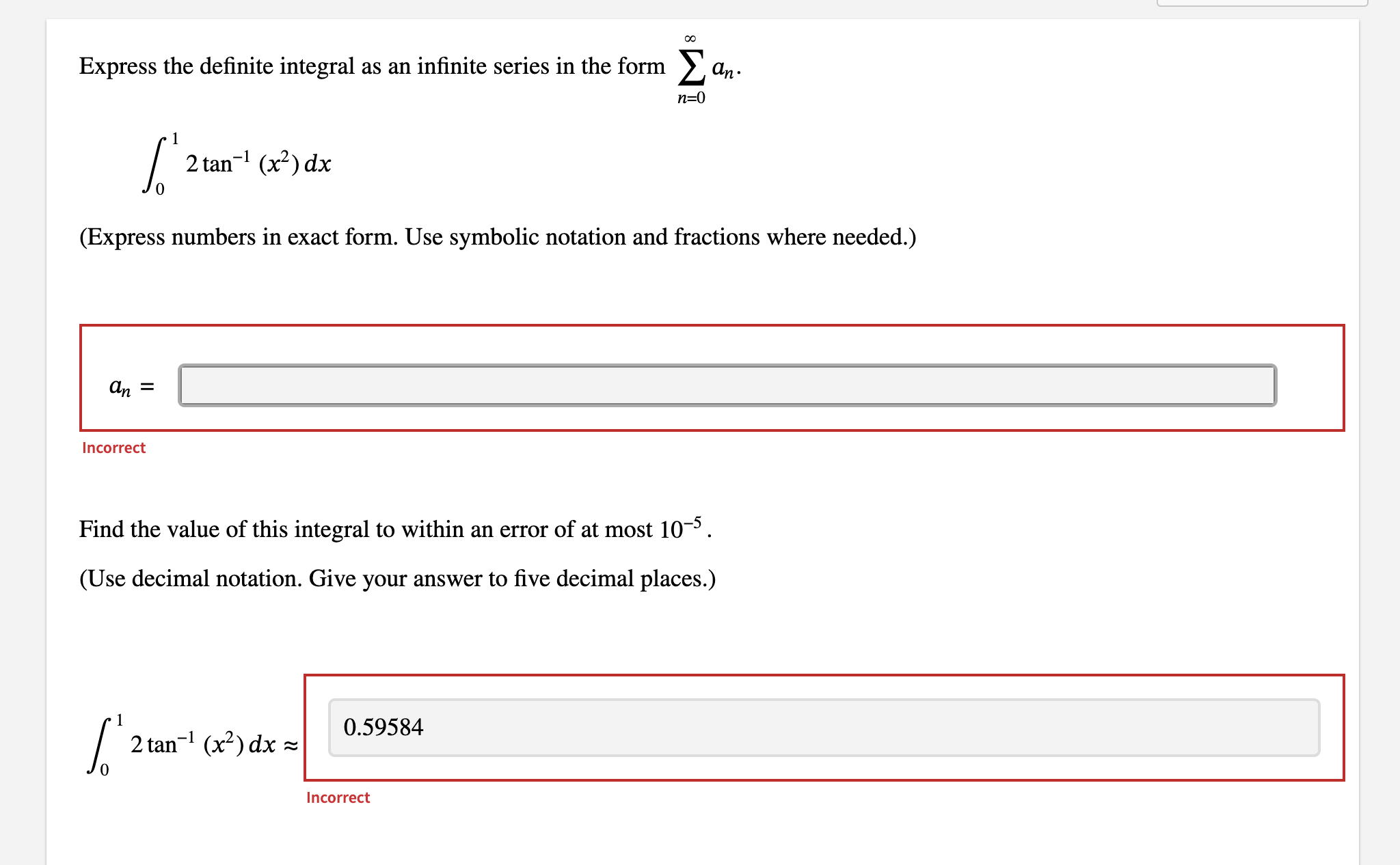 Solved Express the definite integral as an infinite series | Chegg.com