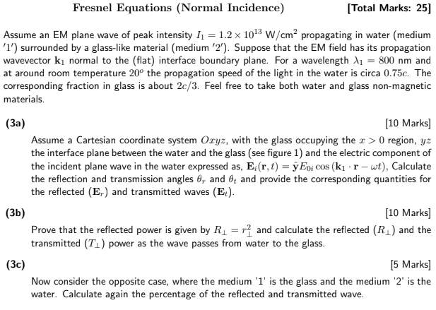 Solved Fresnel Equations (Normal Incidence) (Total Marks: | Chegg.com