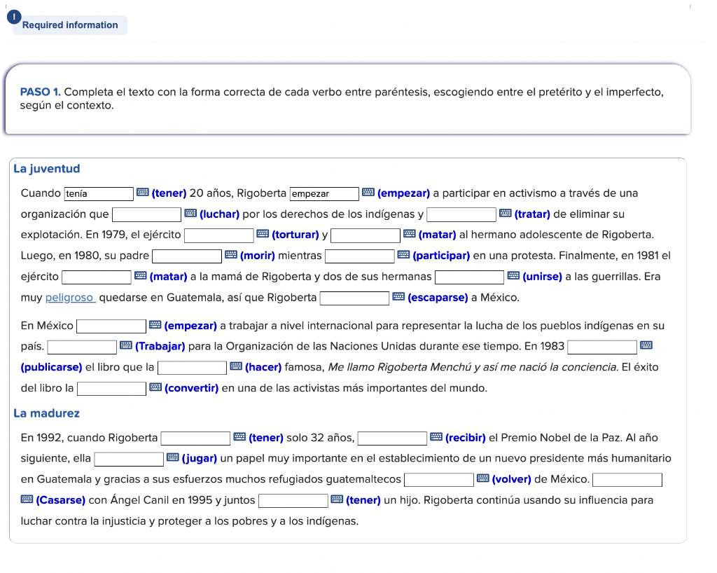 PASO 1. Completa el texto con la forma correcta de | Chegg.com
