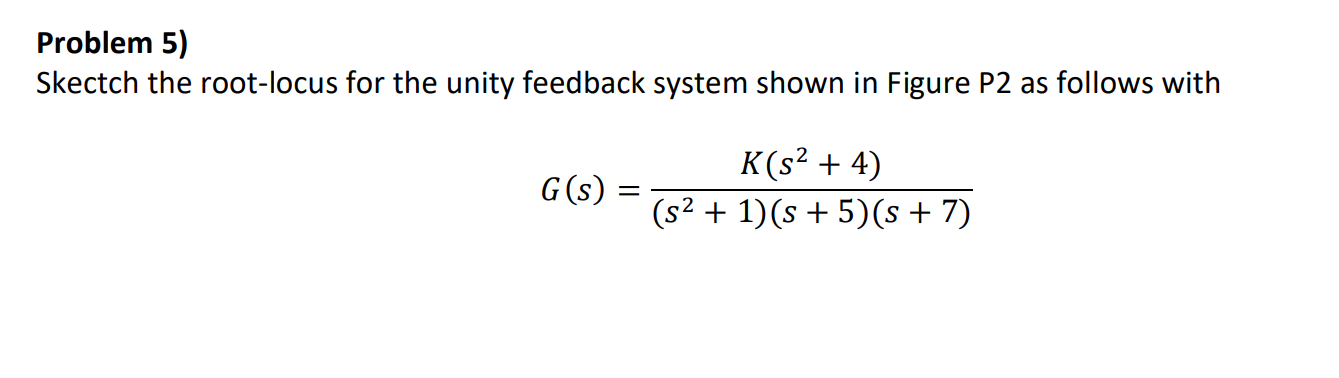 Solved Problem 5)Skectch the root-locus for the unity | Chegg.com