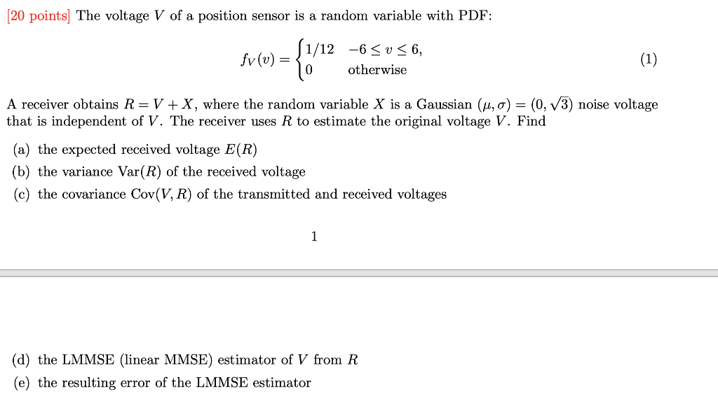 Solved [20 points) The voltage V of a position sensor is a | Chegg.com