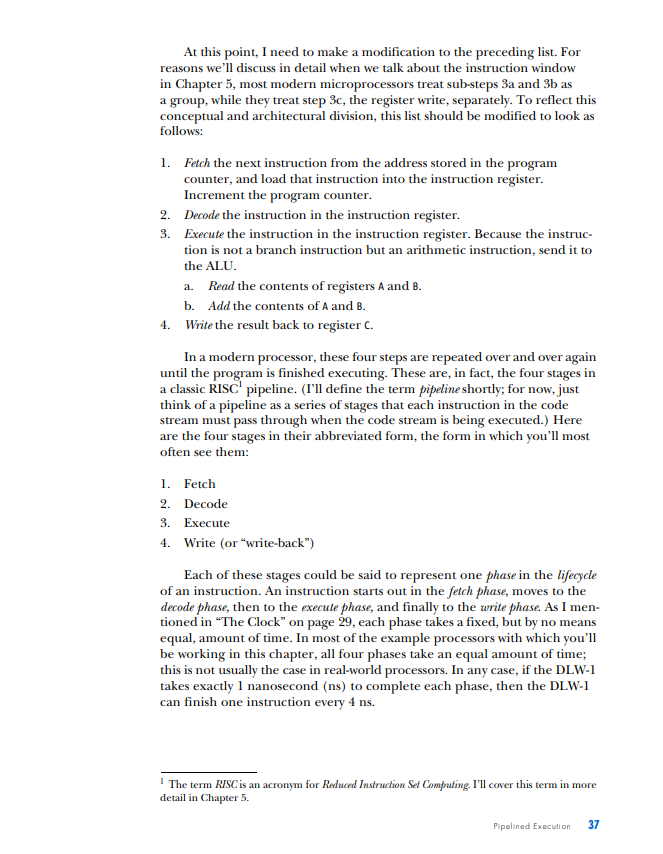 Solved PIPELINED EXECUTION All of the processor | Chegg.com