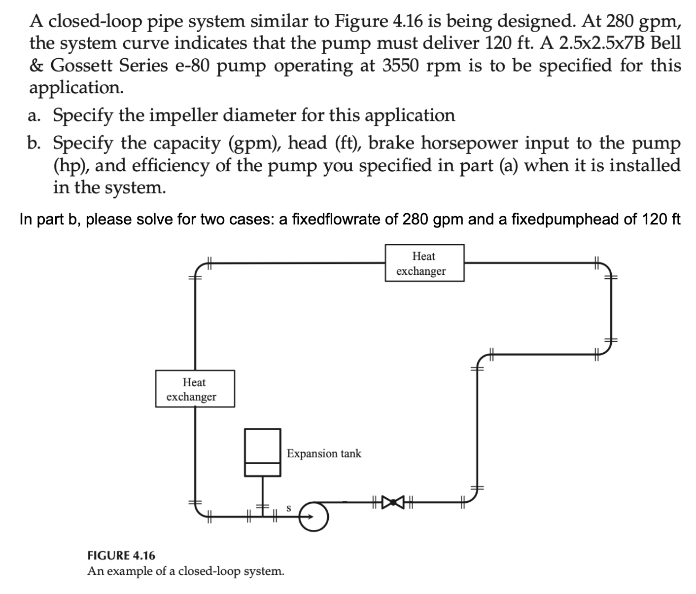 A closed-loop pipe system similar to Figure 4.16 is | Chegg.com