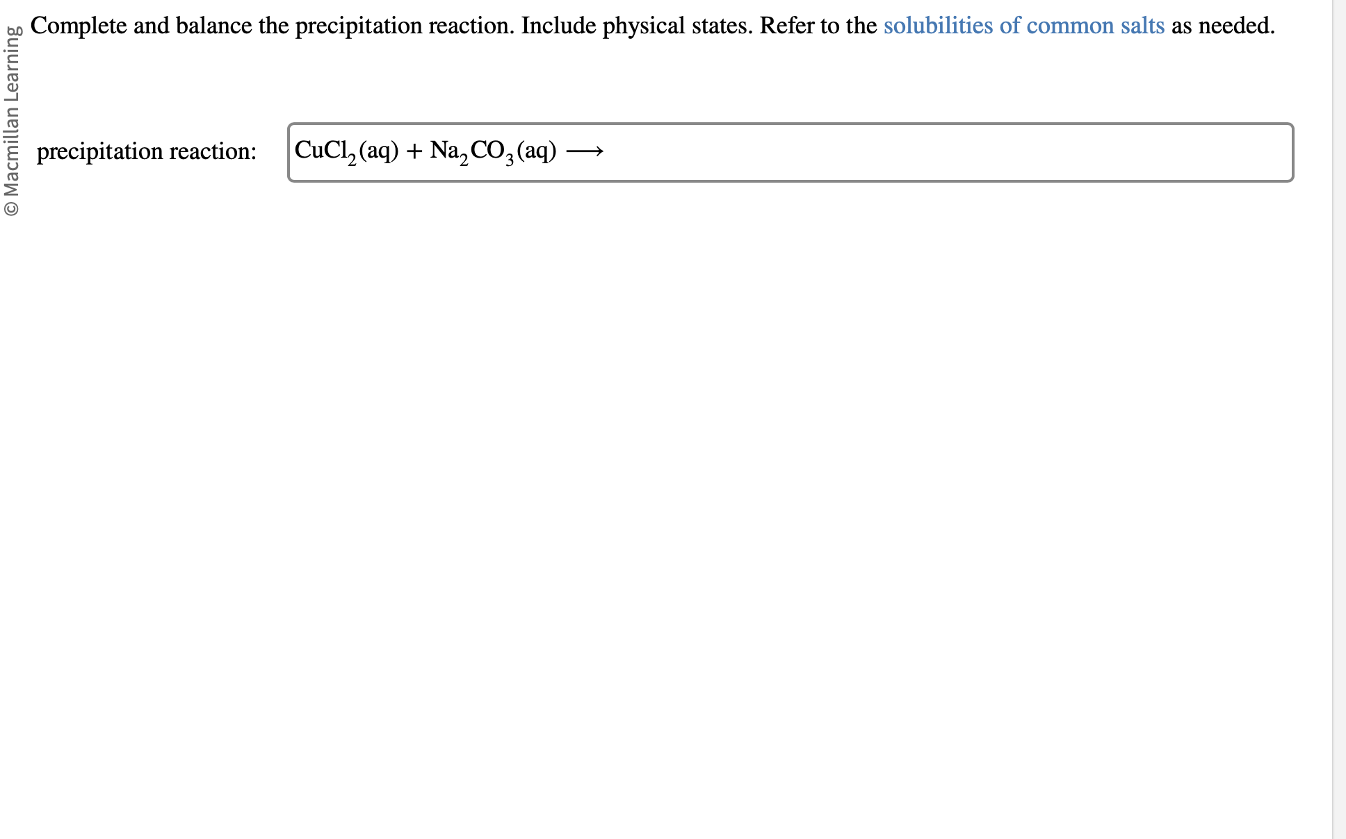 Solved Complete and balance the precipitation reaction. | Chegg.com