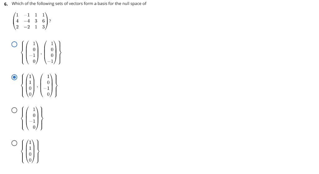 Solved 6. Which of the following sets of vectors form a | Chegg.com