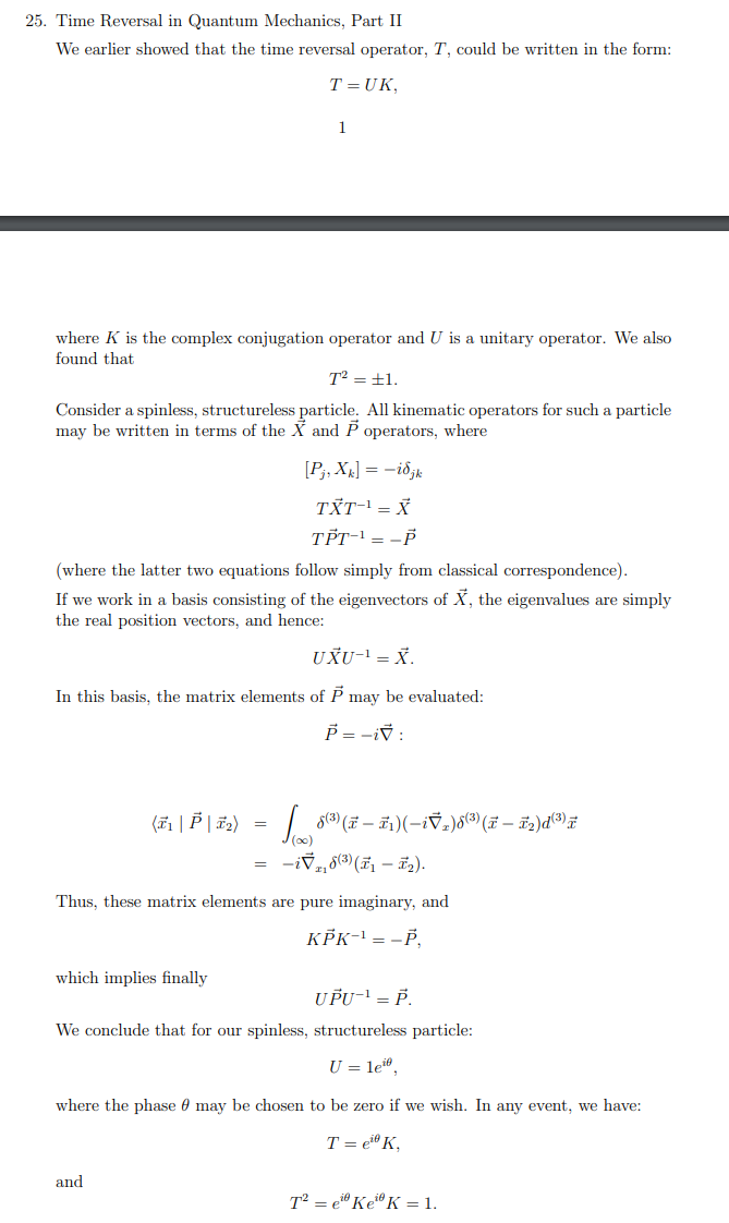 25. Time Reversal in Quantum Mechanics, Part II We | Chegg.com