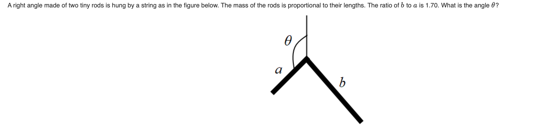 Solved A right angle made of two tiny rods is hung by a | Chegg.com