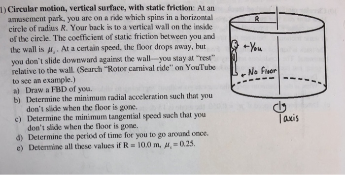 Solved ) Circular motion, vertical surface, with static | Chegg.com