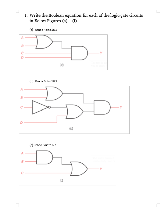 Solved L 1. Write the Boolean equation for each of the logic | Chegg.com