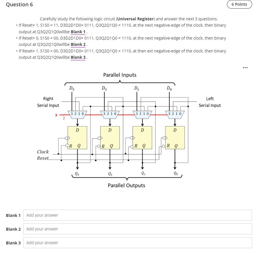 Solved Question 6 6 Points Carefully study the following | Chegg.com