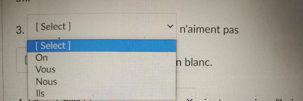 Solved 3. [Select] [Select] On Vous Nous Ils n'aiment pas n | Chegg.com
