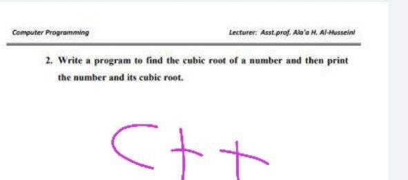 Solved Computer Programming Lecturer: Asst.prof. Als 'a M. | Chegg.com