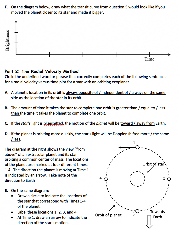 Solved Part 1: The Transit Method Circle the underlined word | Chegg.com
