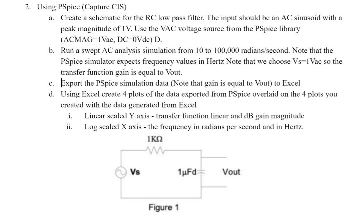Solved 2. Using PSpice (Capture CIS) a. Create a schematic | Chegg.com