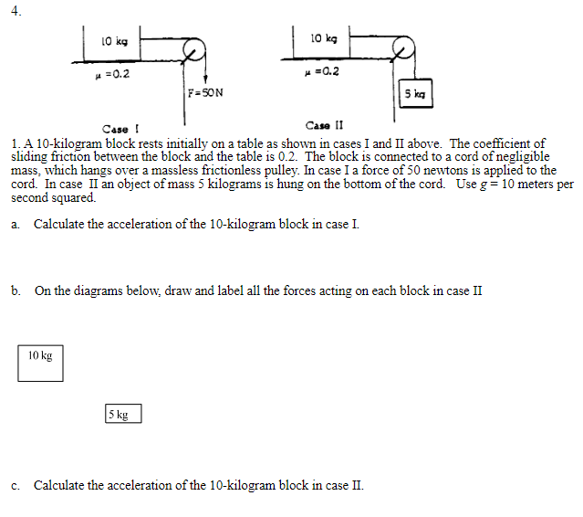 Solved Case I 1. A 10-kilogram block rests initially on a | Chegg.com