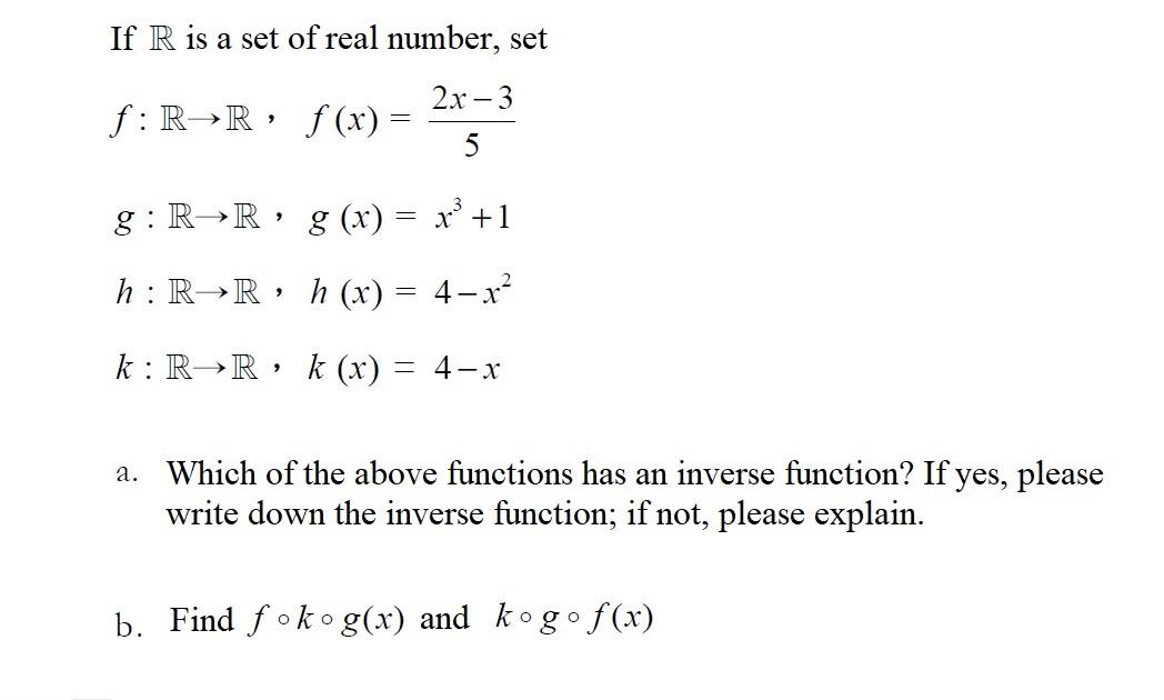 Solved If R is a set of real number, set | Chegg.com
