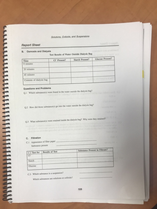 Solutions, Colloids, and Suspensions Report Sheet B. | Chegg.com Solutions, Colloids, and Suspensions Report Sheet B. | Chegg.com