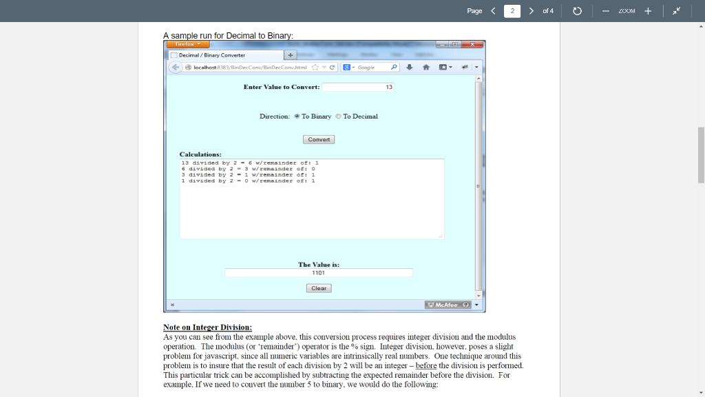 Solved IS265: Scripting Technologies Binary-Decimal | Chegg.com