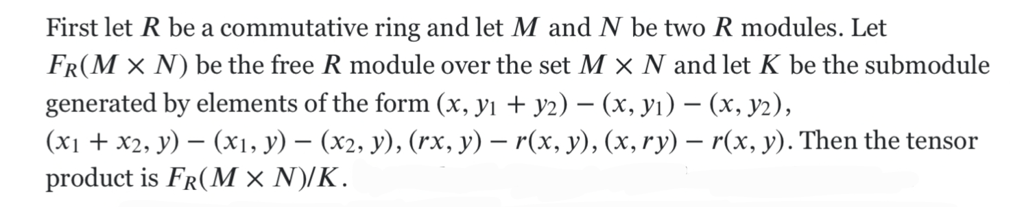 First let R be a commutative ring and let M and N be | Chegg.com