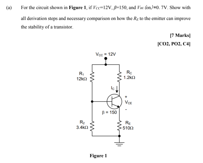 Solved (a) For the circuit shown in Figure 1, if Vcc=12V, | Chegg.com