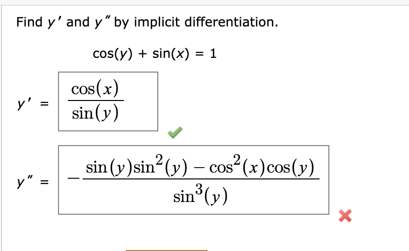 Solved Find Y And Y By Implicit Differentiation Cos y Chegg