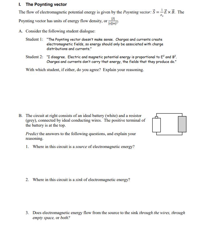 Solved 4. 1. The Poynting vector The flow of electromagnetic | Chegg.com