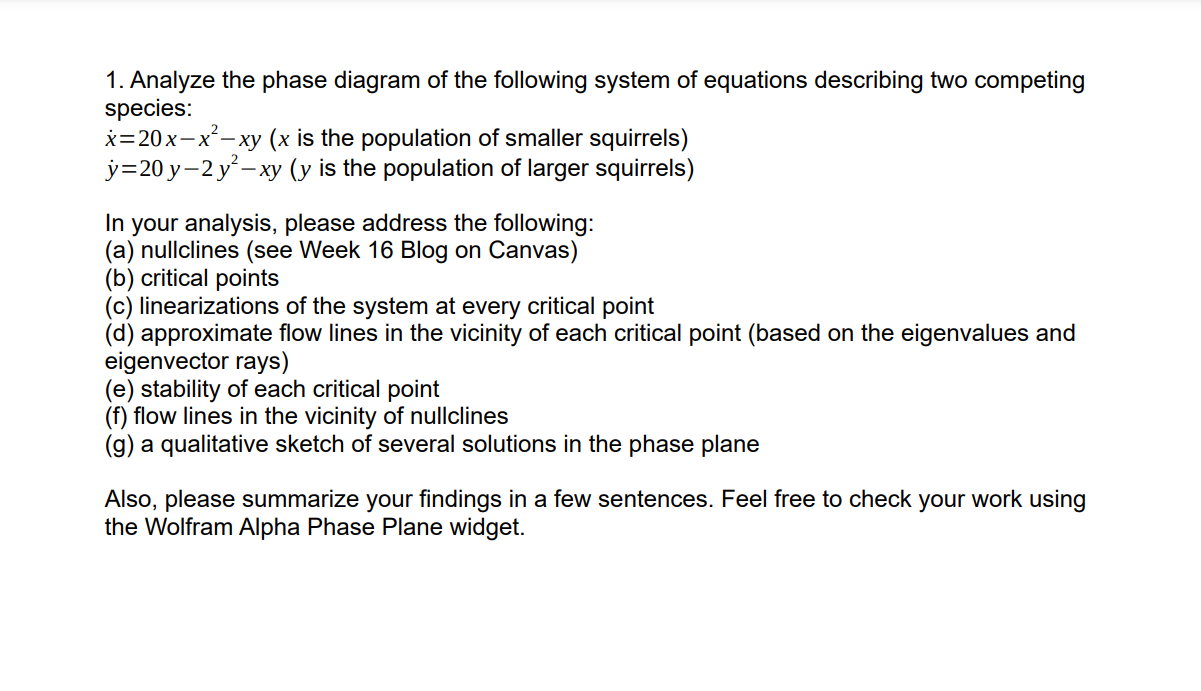 Solved Analyze the phase diagram of the following system of | Chegg.com