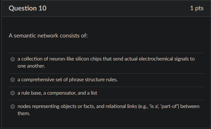 Solved A semantic network consists of: a collection of | Chegg.com