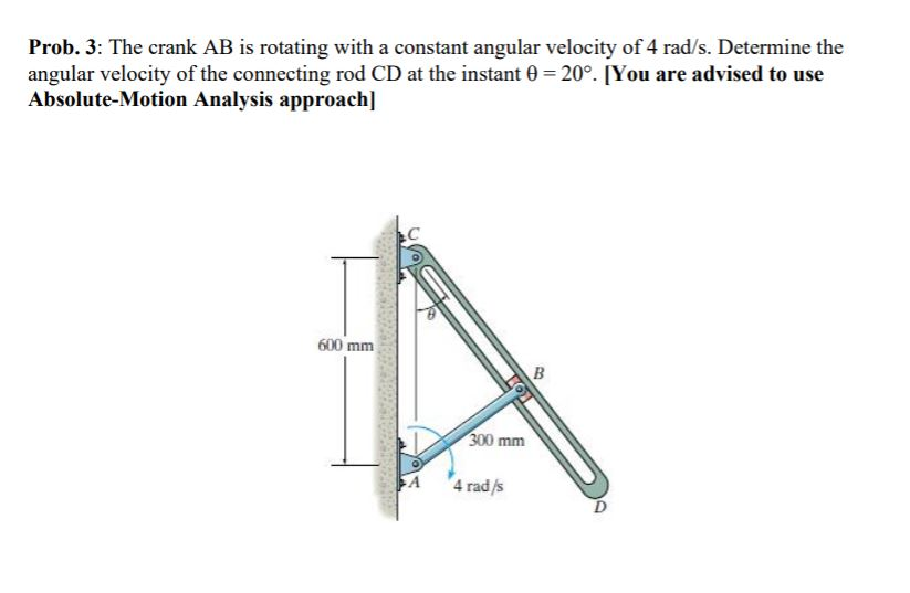 Solved Prob. 3: The crank AB is rotating with a constant | Chegg.com
