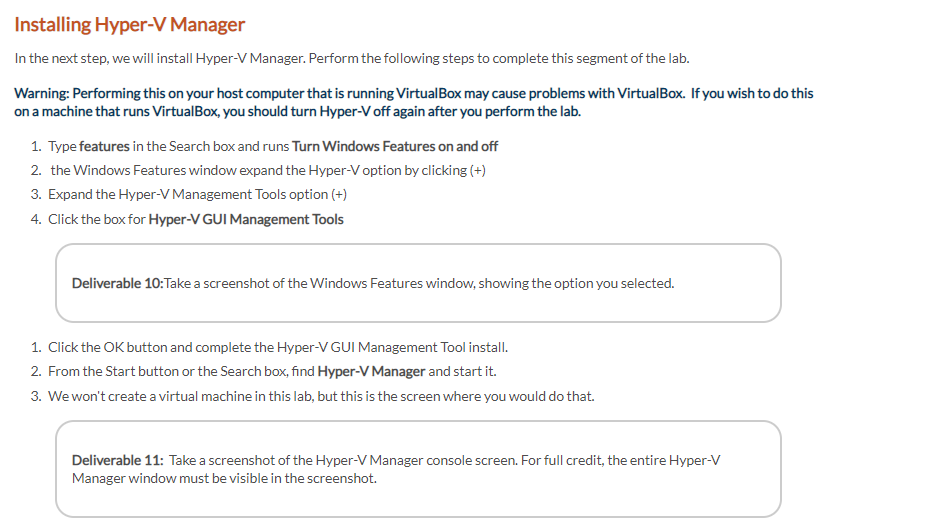 Solved Installing Hyper-V Manager In the next step, we will | Chegg.com