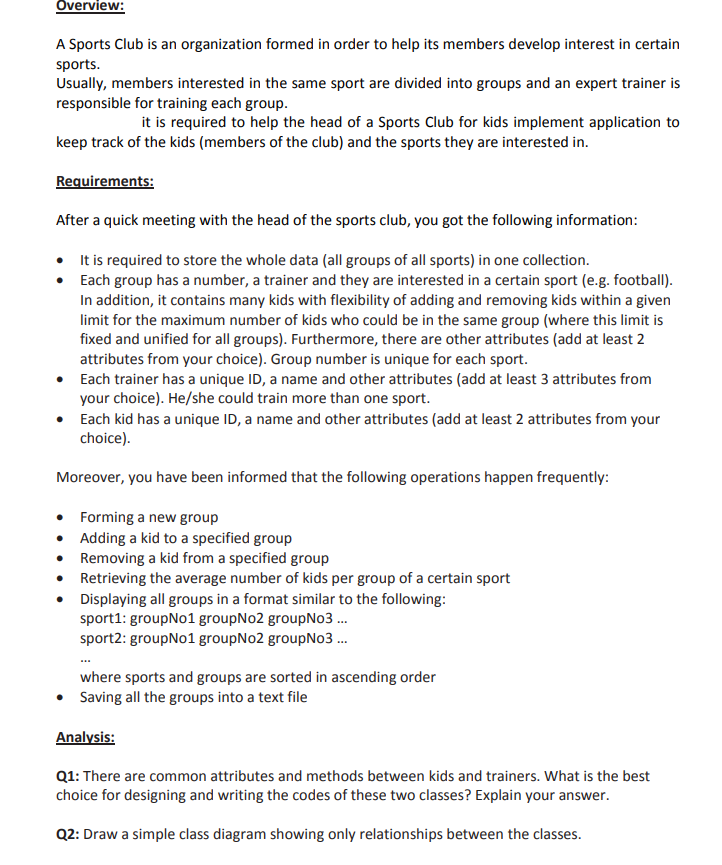 IN JAVA OOP LANGUAGE write the following program do | Chegg.com