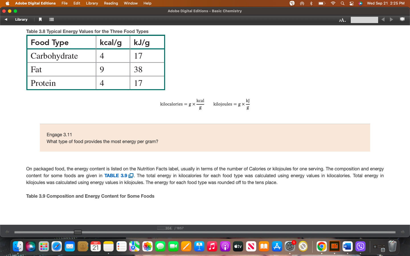 Solved 3.44) Using the energy values for foods (see Table | Chegg.com
