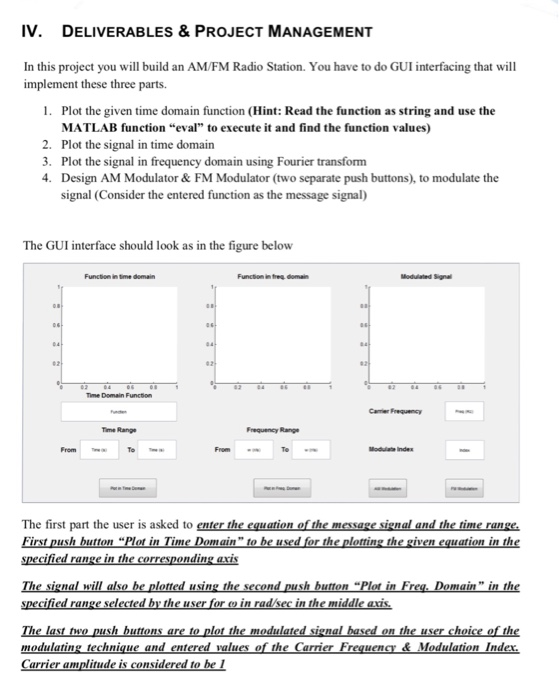 IV. DELIVERABLES &PROJECT MANAGEMENT In this project | Chegg.com