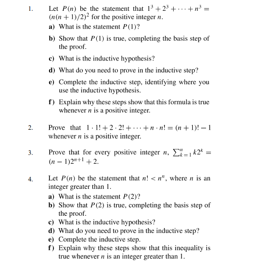 Solved 1. Let P(n) be the statement that 13+23+⋯+n3= | Chegg.com