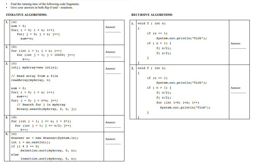 Solved Find the running time of the following code | Chegg.com