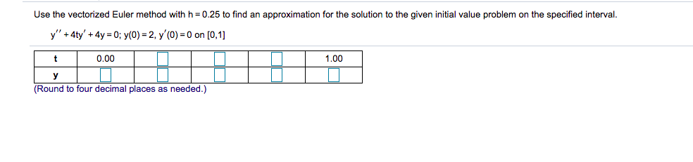 Solved Use the vectorized Euler method with h=0.25 to find | Chegg.com